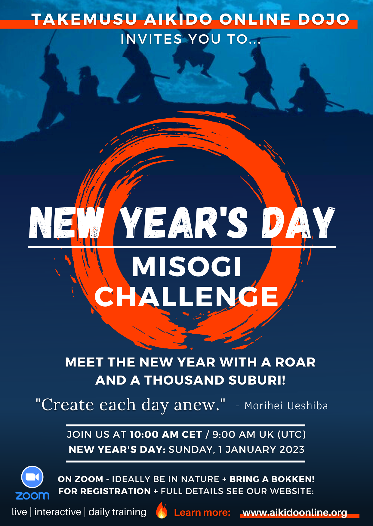 NEW YEAR’S DAY – Misogi Challenge 2023 – TAKEMUSU AIKIDO ONLINE DOJO